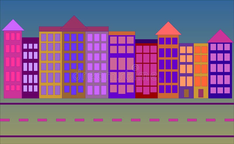 Small Town Skyline Linear Stock Illustrations – 87 Small Town Skyline ...