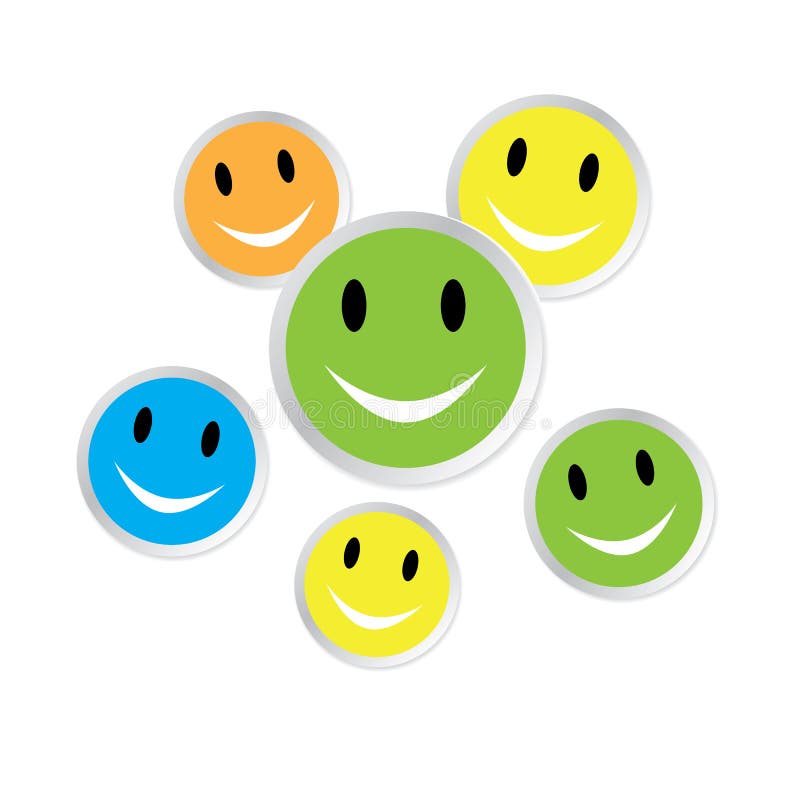 Color Smiley Faces with Reflection Stock Illustration - Illustration of ...