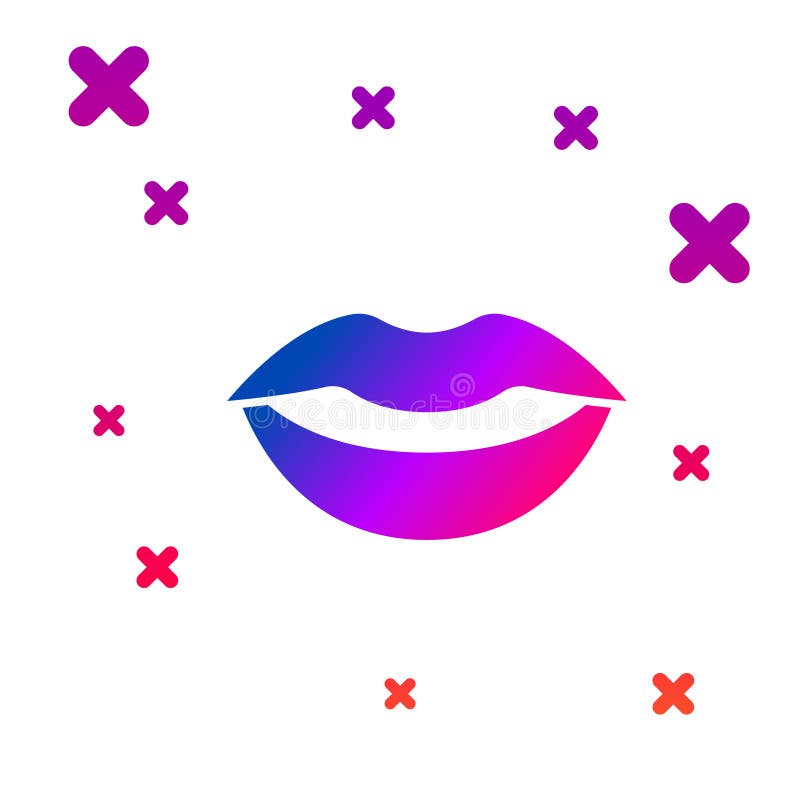 Color Smiling Lips Icon Isolated on White Background. Smile Symbol ...