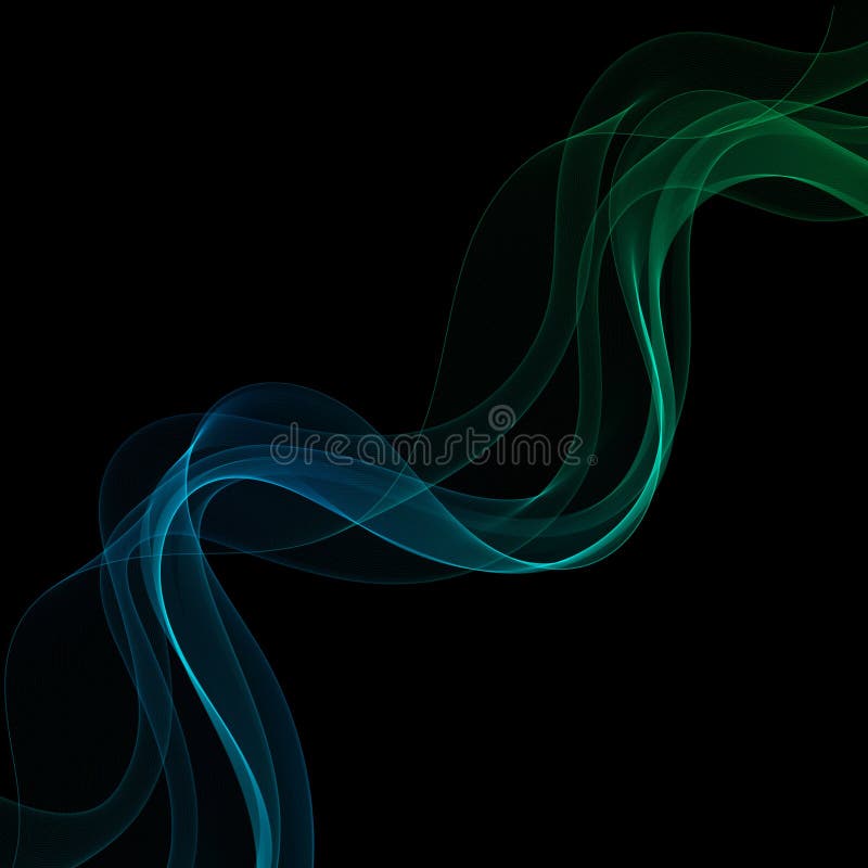 Color Smoky Abstract Wave on a Black Background. Vector Design Element ...