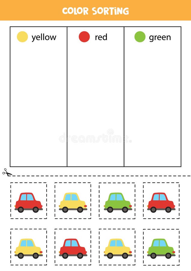 Sort Cars by Colors. Learning Colors for Children. Stock Vector ...