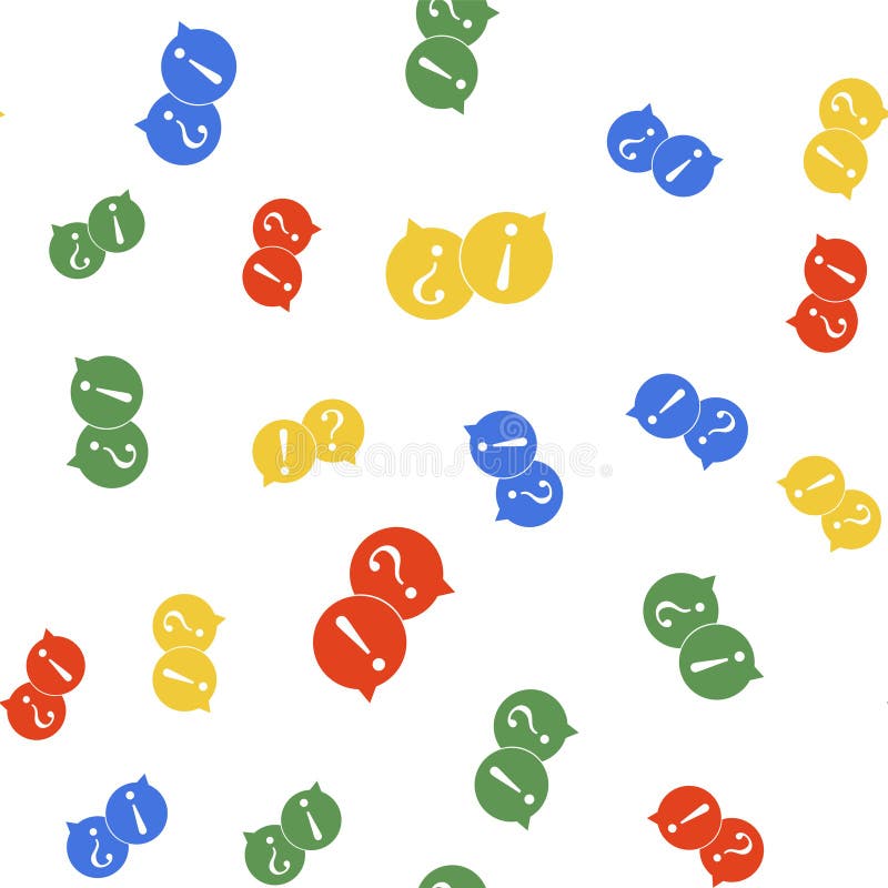 Color Speech Bubbles with Question and Exclamation Marks Icon Isolated ...