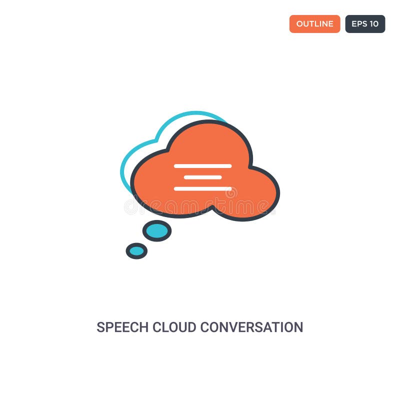 2 Color Speech Cloud Conversation Concept Line Vector Icon. Isolated ...