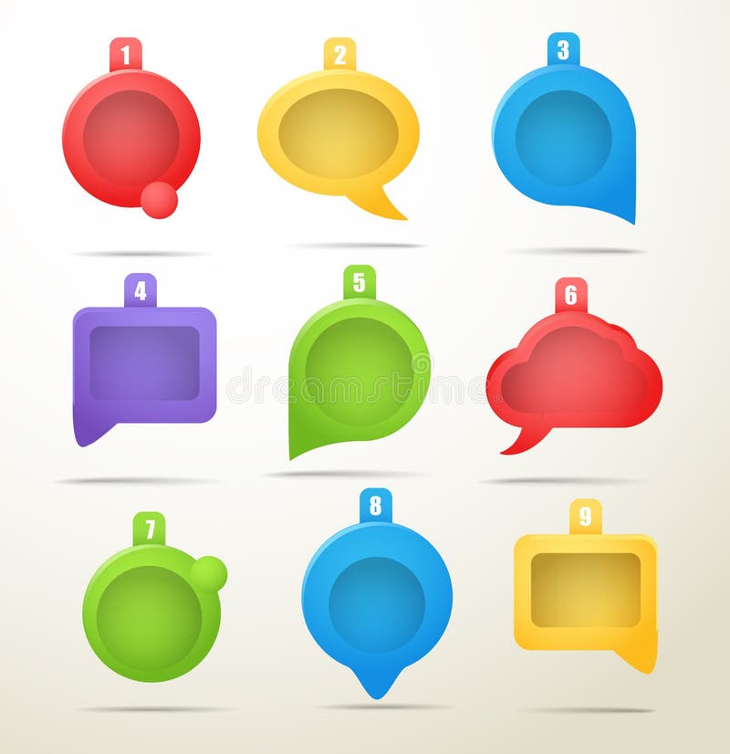 Color Speech Clouds Collection Stock Vector - Illustration of digits ...