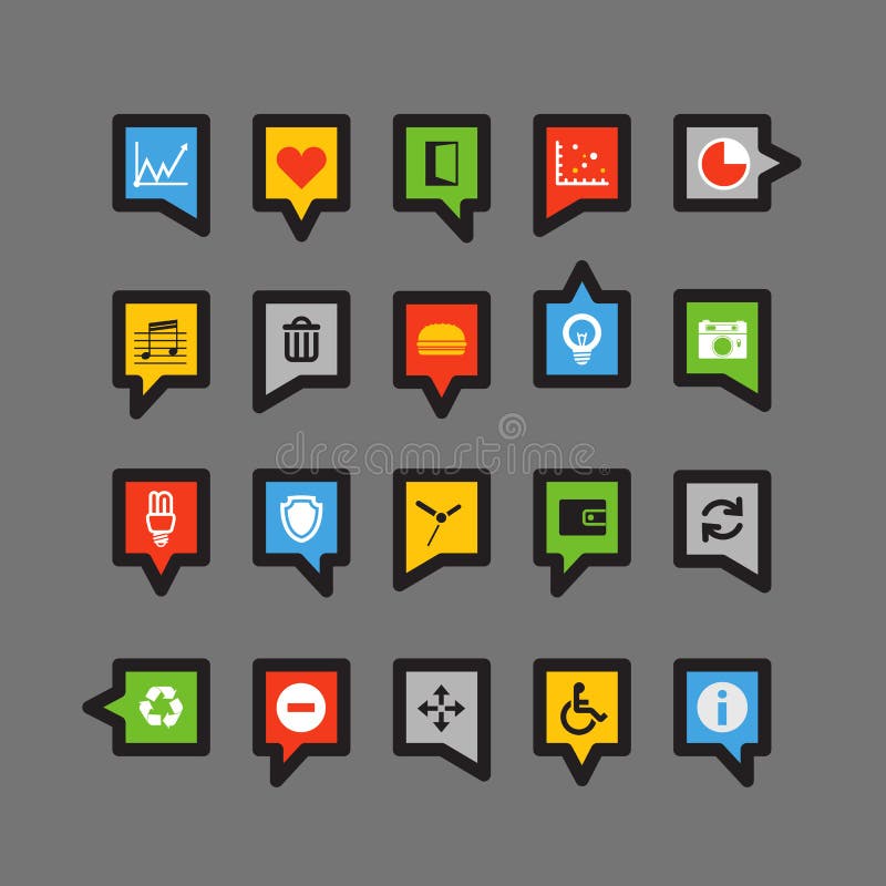 Color speech web icons set stock vector. Illustration of bulb - 37631666