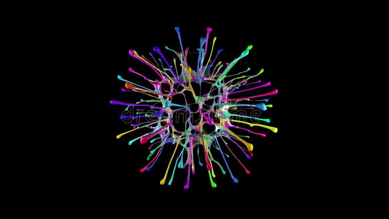 Color Splash Drops Collide Forming Many Drops on a Transparent Back ...