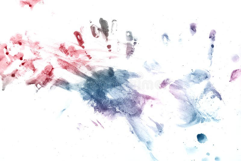 Color Splash and Multicolored Handprints on White Background Stock ...