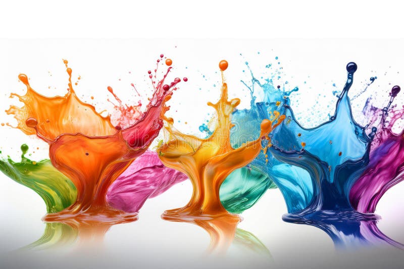 Color Splash: Sets of Multicolor Splashes on White Background Stock ...