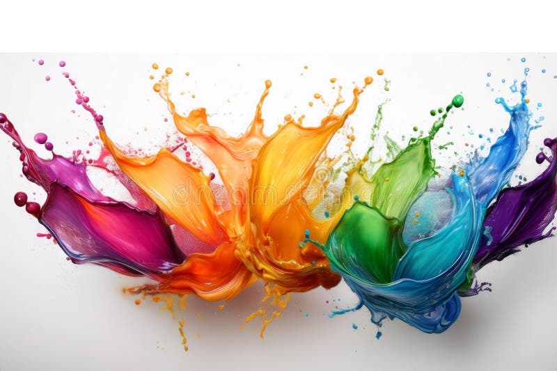 Color Splash: Sets of Multicolor Splashes on White Background Stock ...