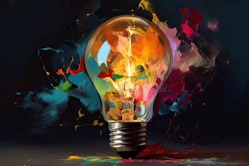 Color Splashed Light Bulb Concept Art , Concept of Abstract Art ...