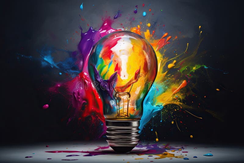 Color Splashed Light Bulb Concept Art , Concept of Abstract Art ...