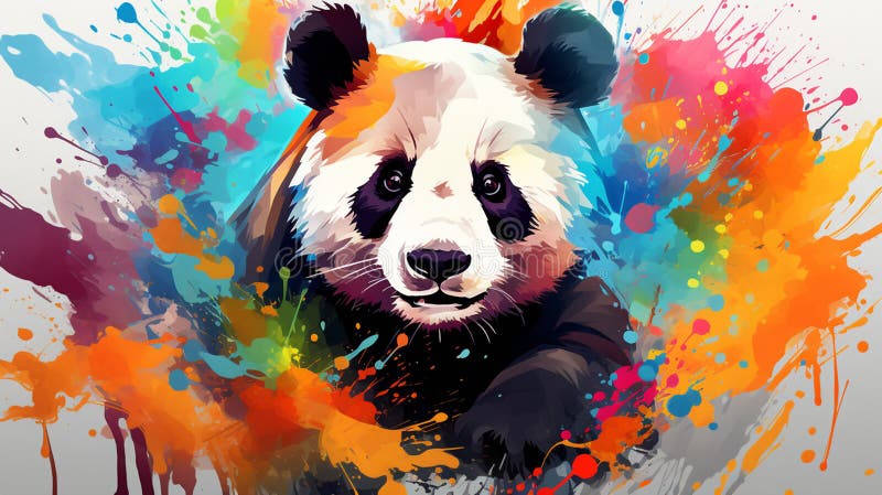 Color splashed panda stock illustration. Illustration of white - 285604986