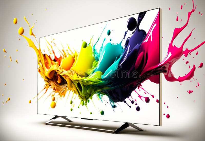 Color Splashing Out of the Monitor Television Showing High Definition ... Color Splashing Out of the Monitor Television Showing High Definition ...