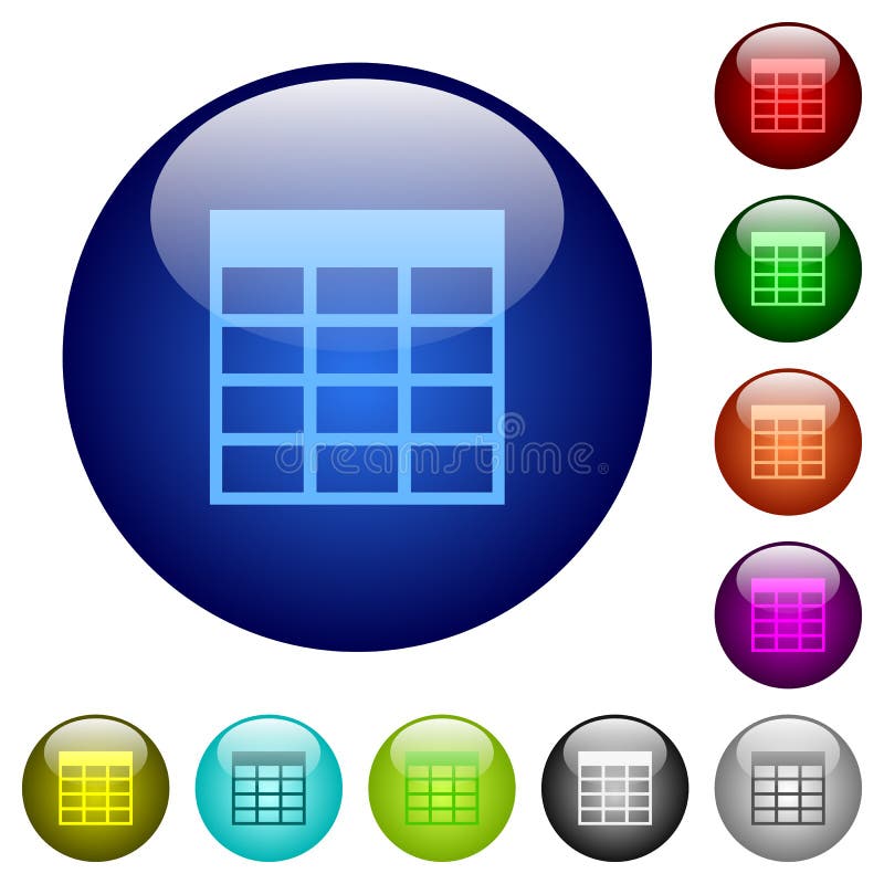 Color Spreadsheet Table Glass Buttons Stock Illustration - Illustration ...