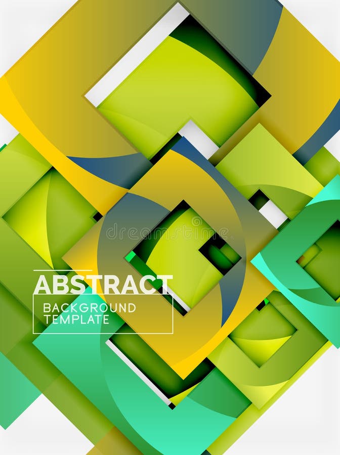 Color Square Composition with Text. Geometric Abstract Background Stock ...