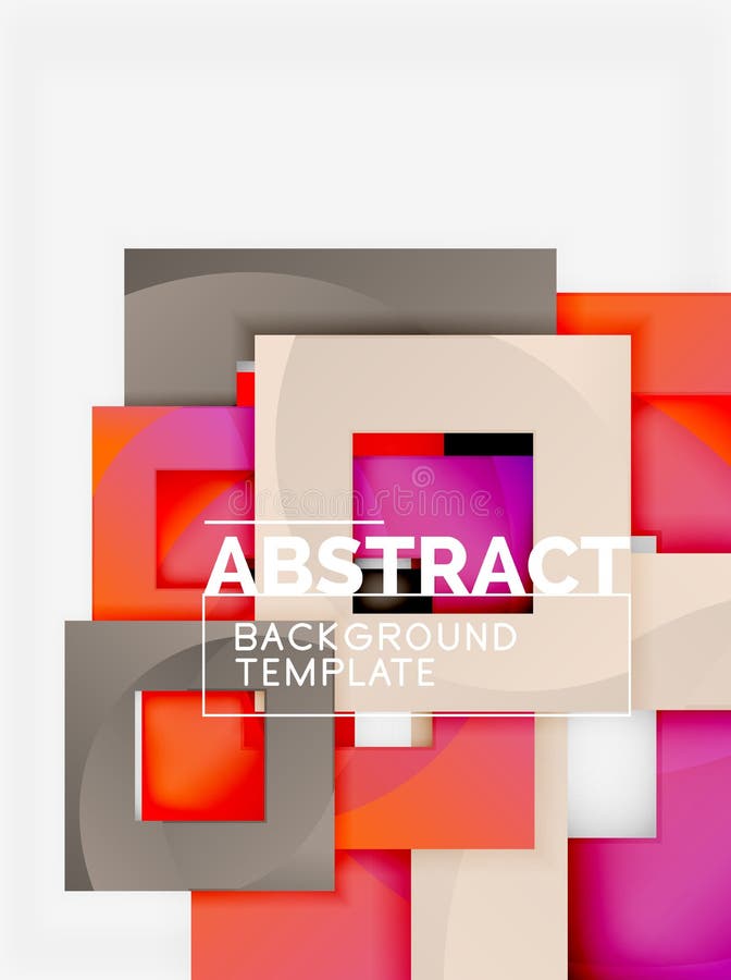 Color Square Composition with Text. Geometric Abstract Background Stock ...