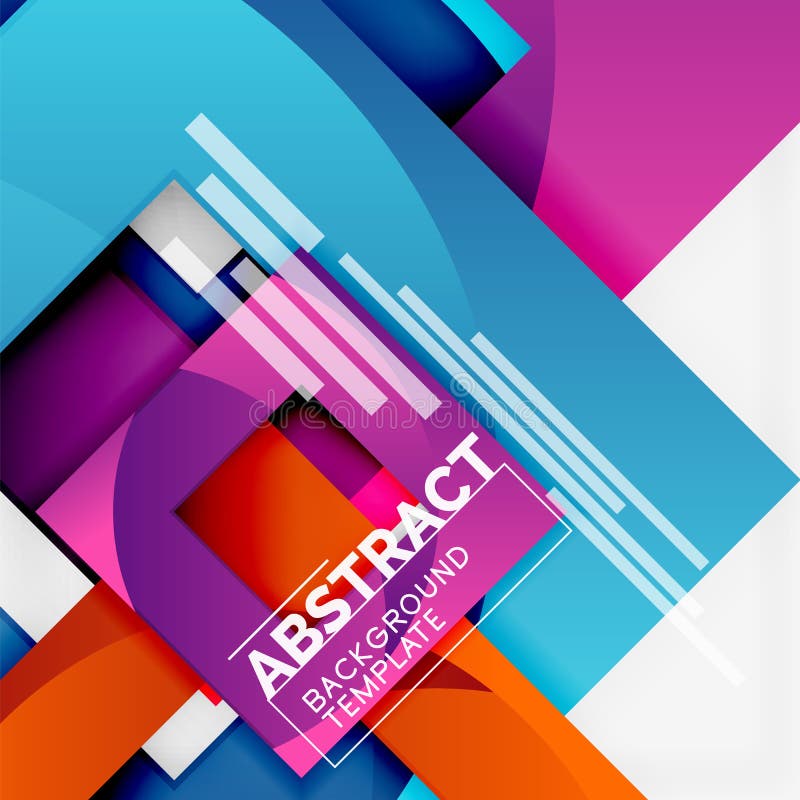 Color Square Composition with Text. Geometric Abstract Background Stock ...