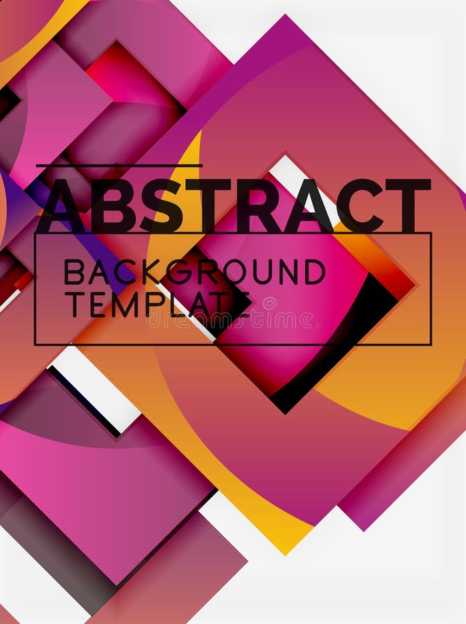 Color Square Composition with Text. Geometric Abstract Background Stock ...