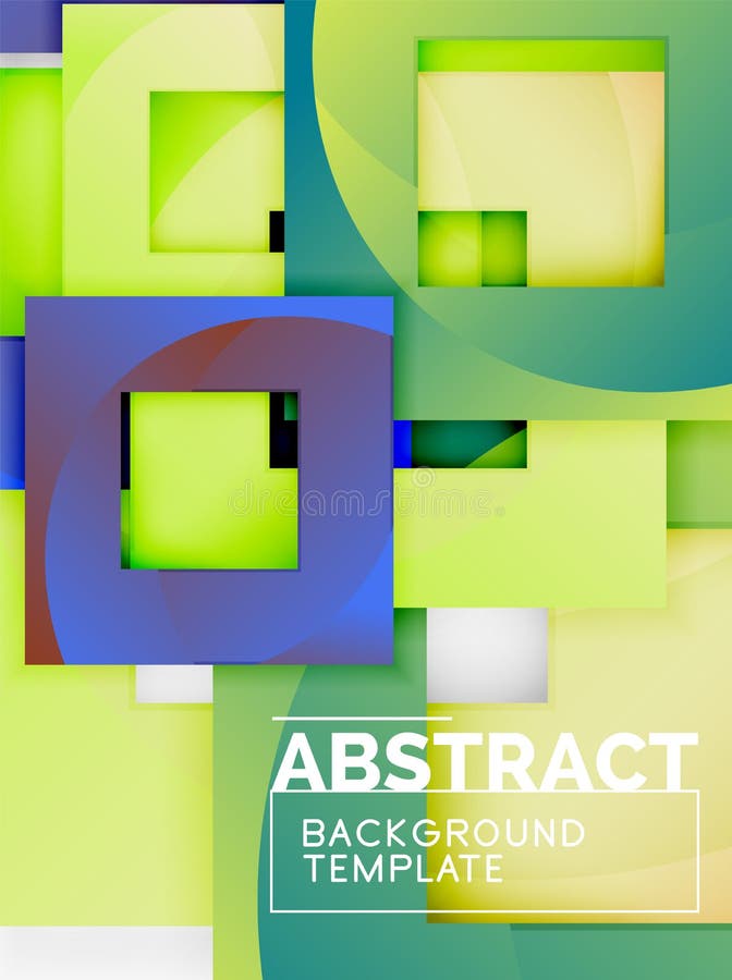 Color Square Composition with Text. Geometric Abstract Background Stock ...