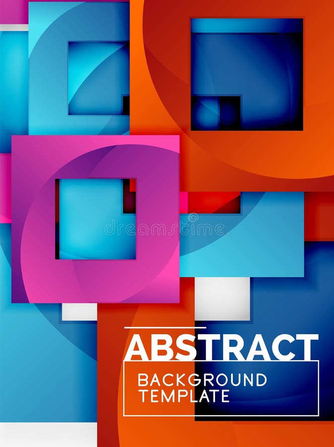 Color Square Composition with Text. Geometric Abstract Background Stock ...