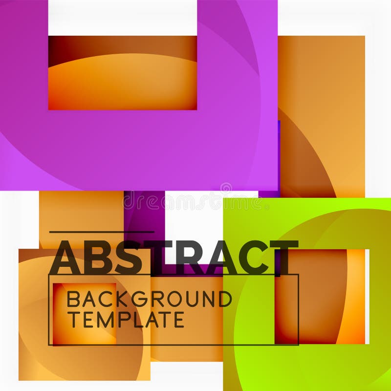 Color Square Composition with Text. Geometric Abstract Background Stock ...