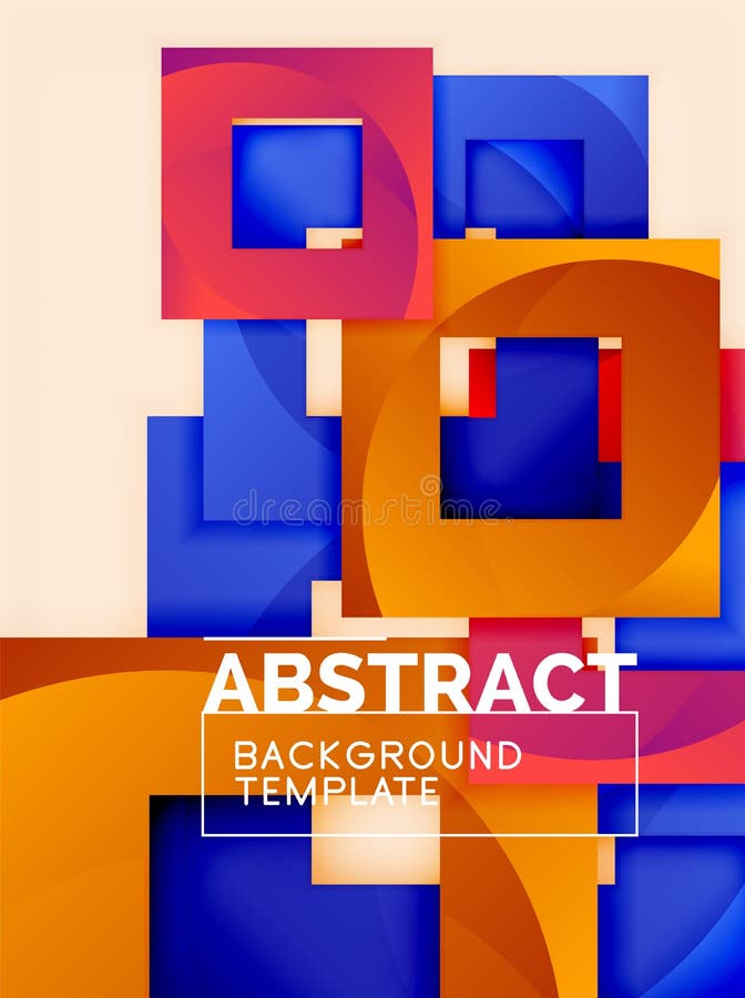 Color Square Composition with Text. Geometric Abstract Background Stock ...