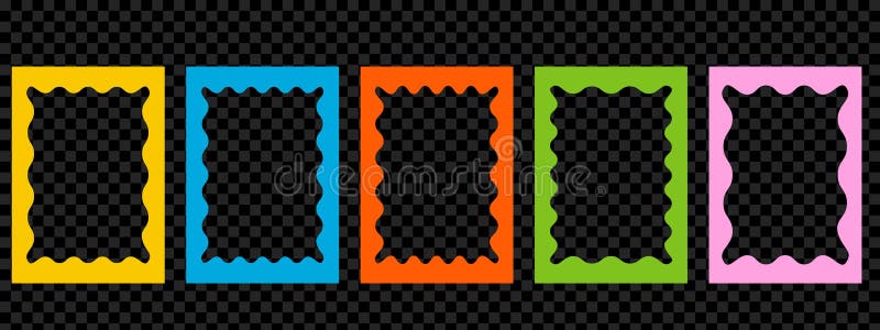 Color Squiggle Frames Set. Trendy Curved Rectangle Frame Box. Stock ...