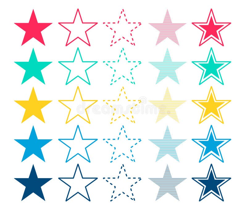 Color Star Icon Collection, Vector Colorful Star`s Stock Vector ...