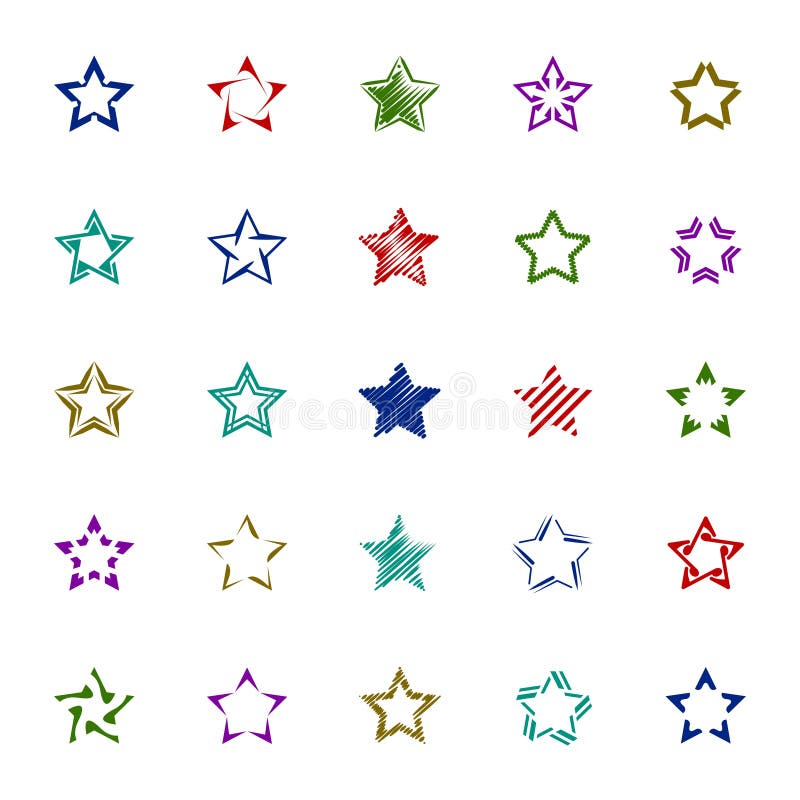 Color stars icons stock vector. Illustration of shape - 52592292