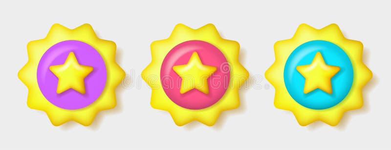 Color Stars Set. Set of Realistic Stars Stock Vector - Illustration of ...