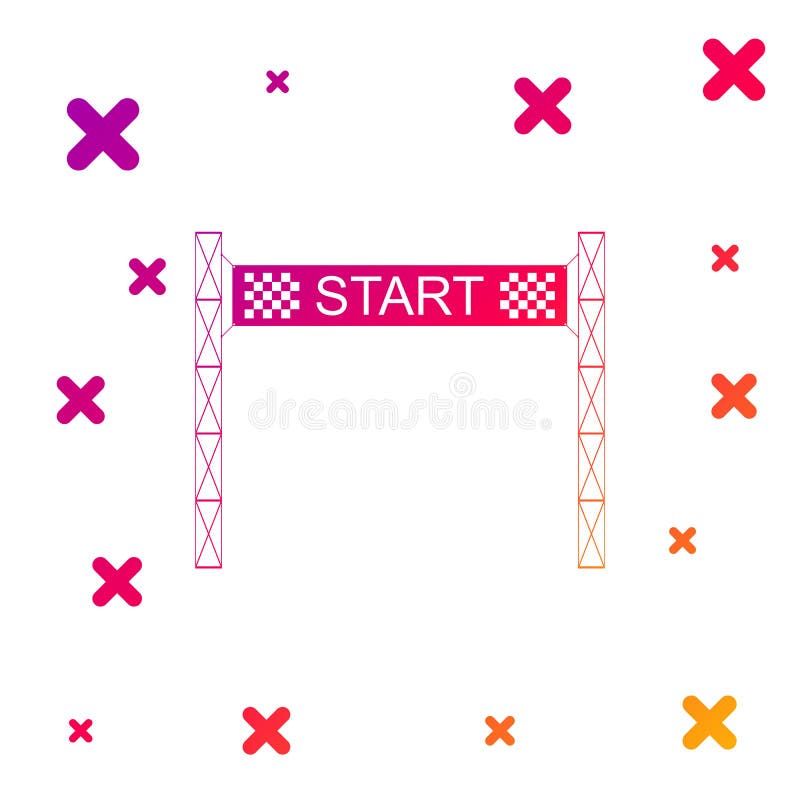 Color Starting Line Icon Isolated on White Background. Start Symbol ...