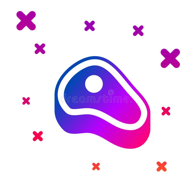 Color Steak Meat Icon Isolated on White Background. Gradient Random ...