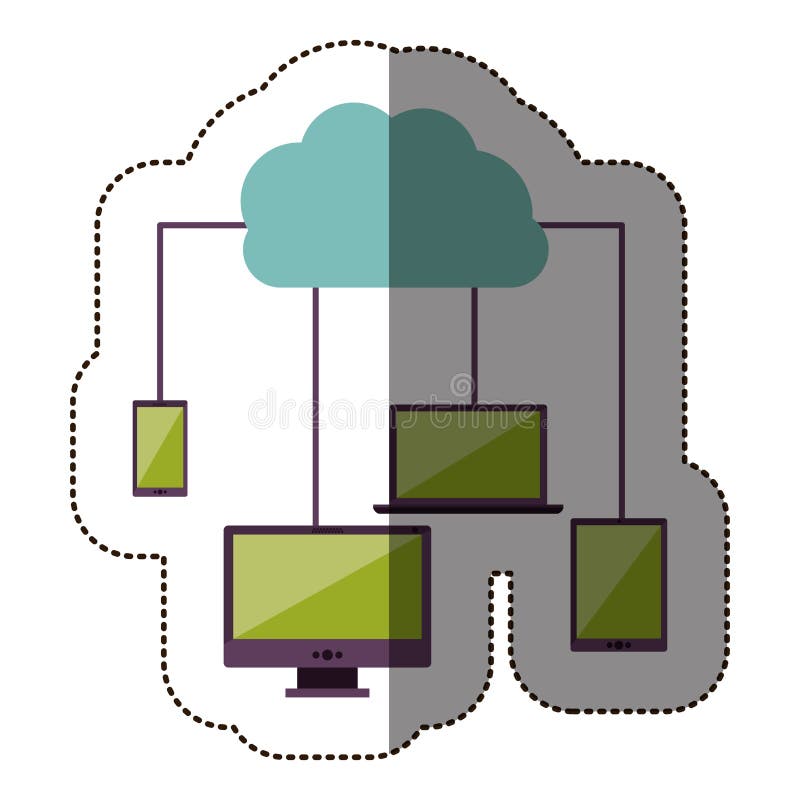 Color Sticker with Cloud Service Network Stock Illustration ...