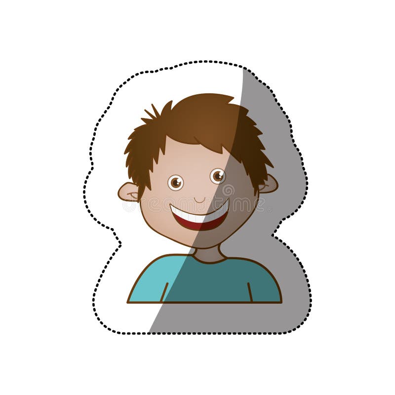 Color Sticker Happy Boy Icon Stock Illustration - Illustration of cute ...