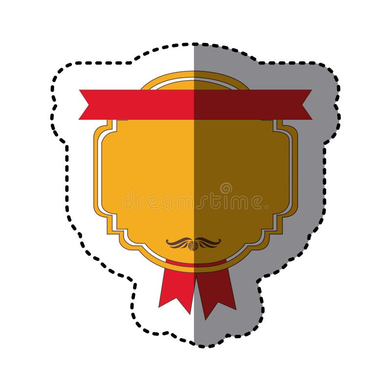 Color Sticker with Heraldic Rounded Square with Ribbon in Both Sides ...