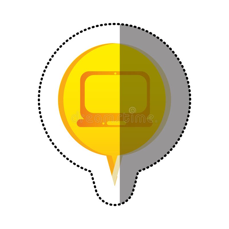 Color Sticker with Laptop Computer Icon in Circular Speech Stock ...