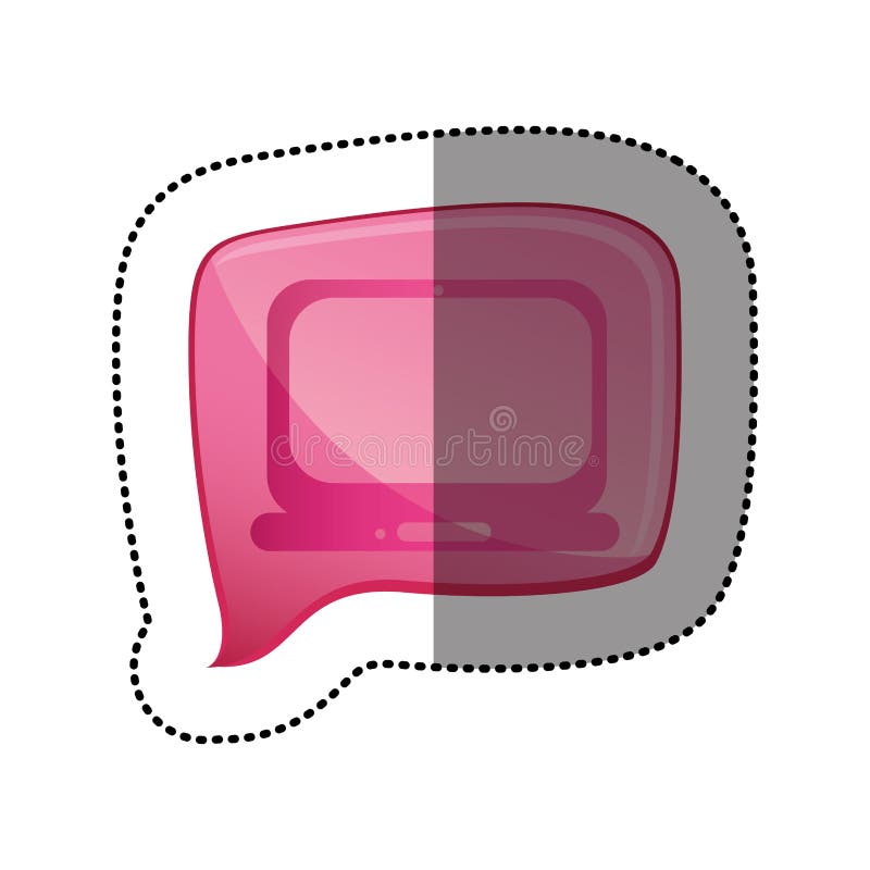 Color Sticker with Laptop Computer Icon in Square Speech Stock ...