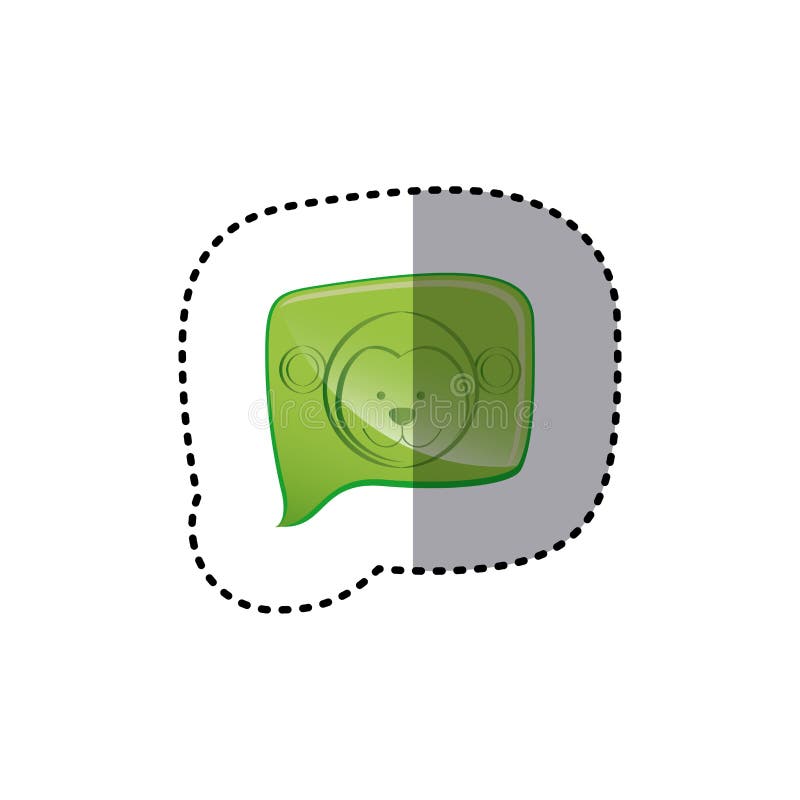 Color Sticker with Monkey Face in Square Speech Stock Illustration ...