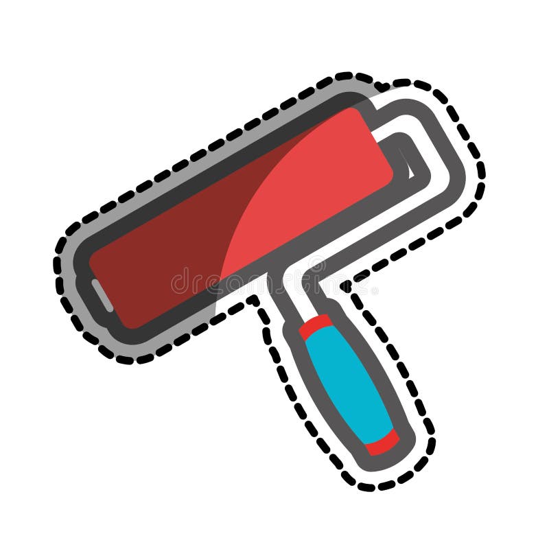 Color Sticker with Paint Roller Stock Vector - Illustration of roller ...