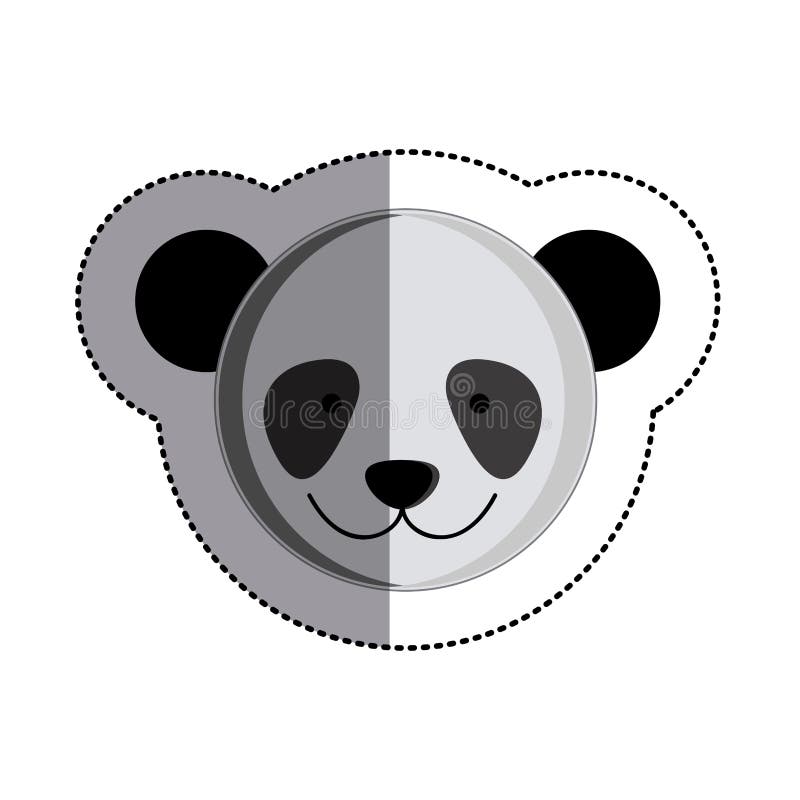 Color Sticker with Panda Head and Middle Shadow Stock Illustration ...