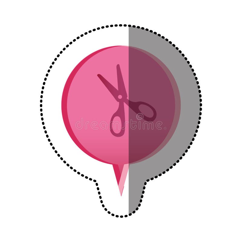 Color Sticker with Scissors Icon in Circular Speech Stock Illustration ...