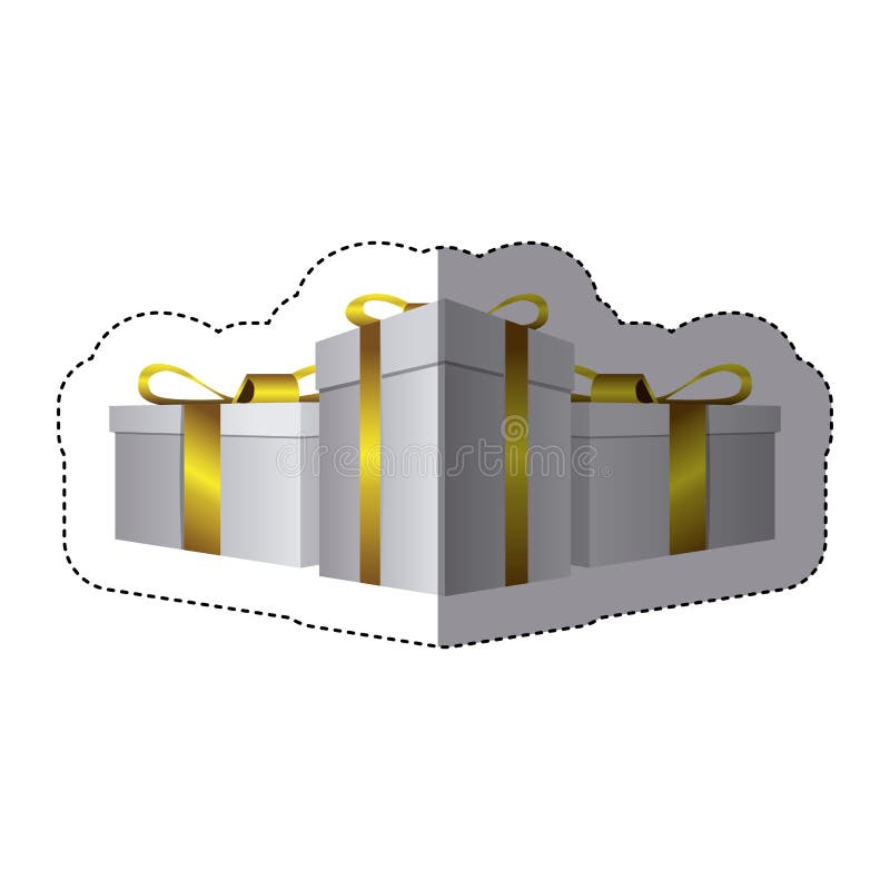 Color Sticker Silhouette with Set of Gift Boxes Stock Illustration ...