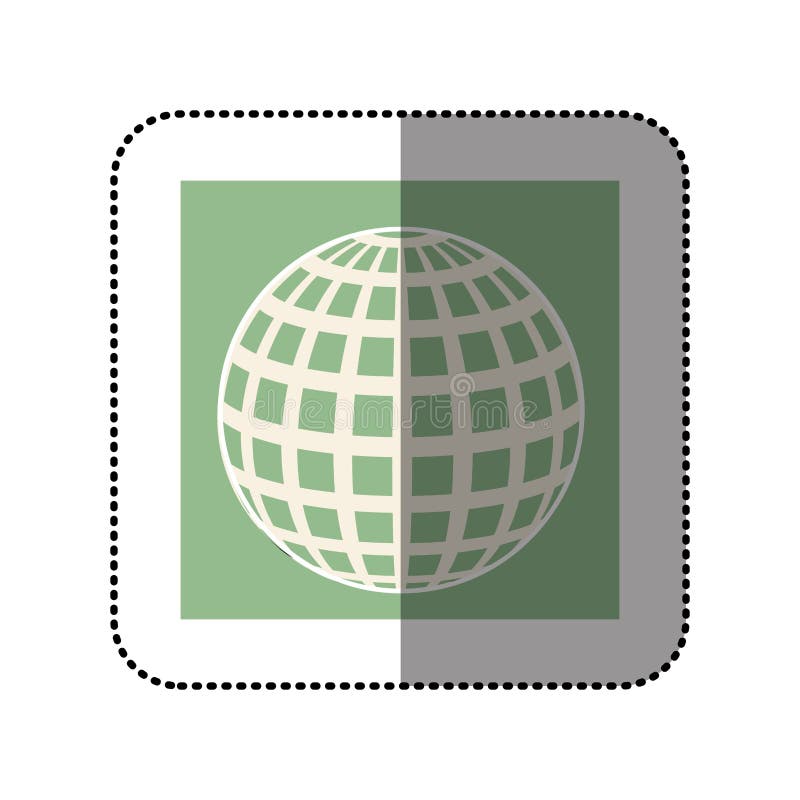 Color Sticker Square with Globe Earth Icon Stock Illustration ...