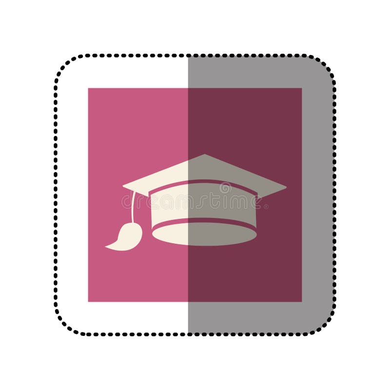 Color Sticker Square with Graduation Hat Icon Stock Illustration ...