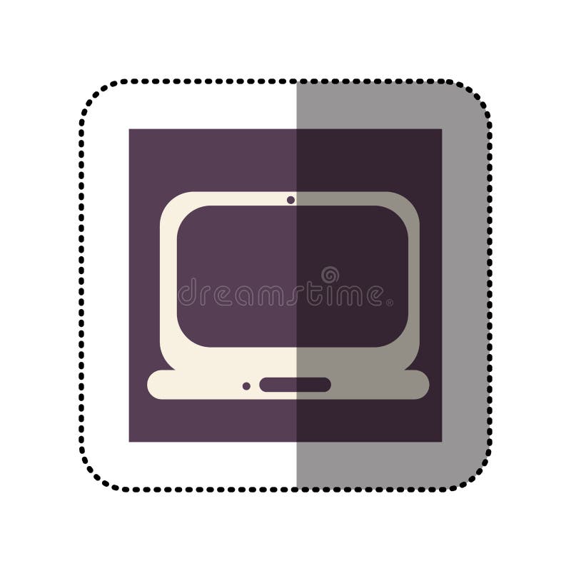 Color Sticker Square with Laptop Computer Icon Stock Illustration ...