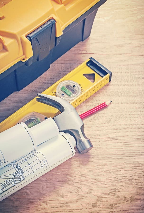 Color Stilised Construction Tools on Board Stock Image - Image of table ...
