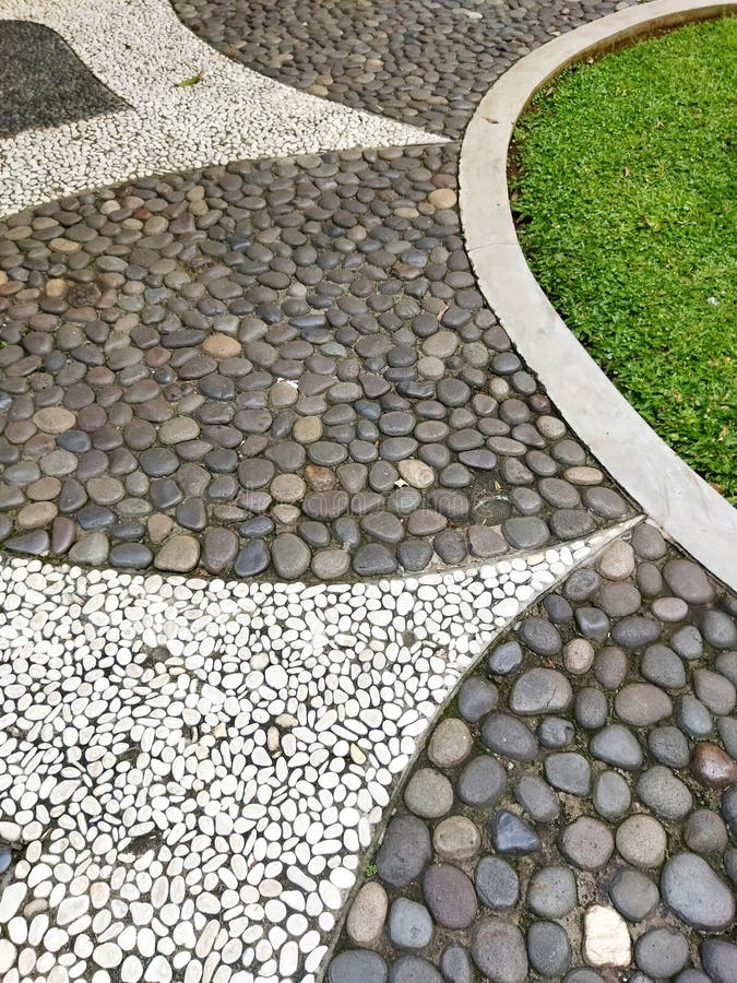 2-color Stone Floor with Geometric Patterns for the Garden. Vertical ...