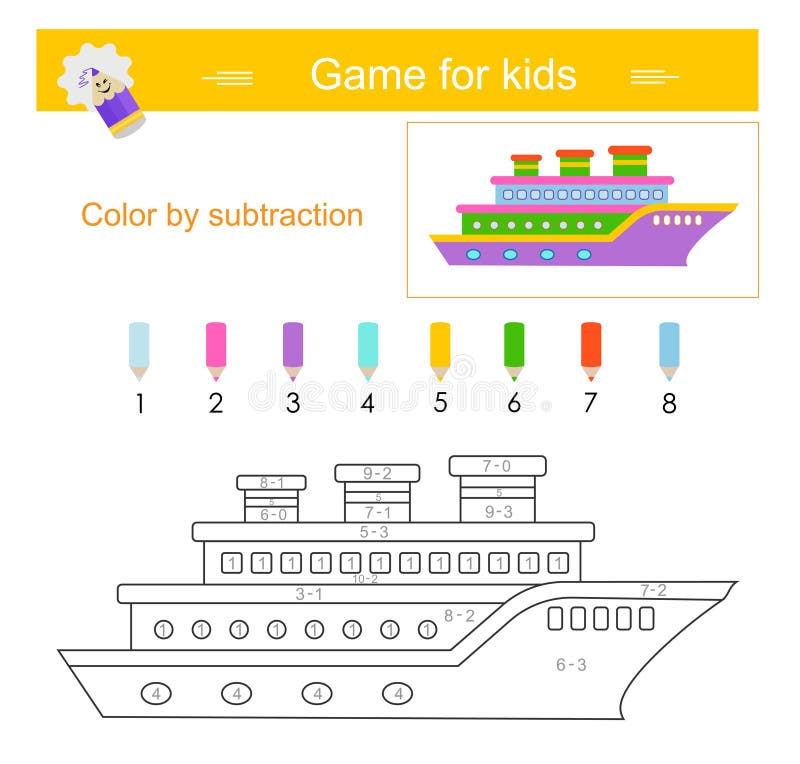 Subtraction. Math Worksheet for Kids. Developing Numeracy Skills. Solve ...