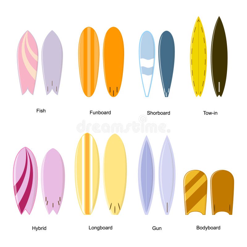 Color Surf Board Set. Different Shape. Vector Stock Vector ...