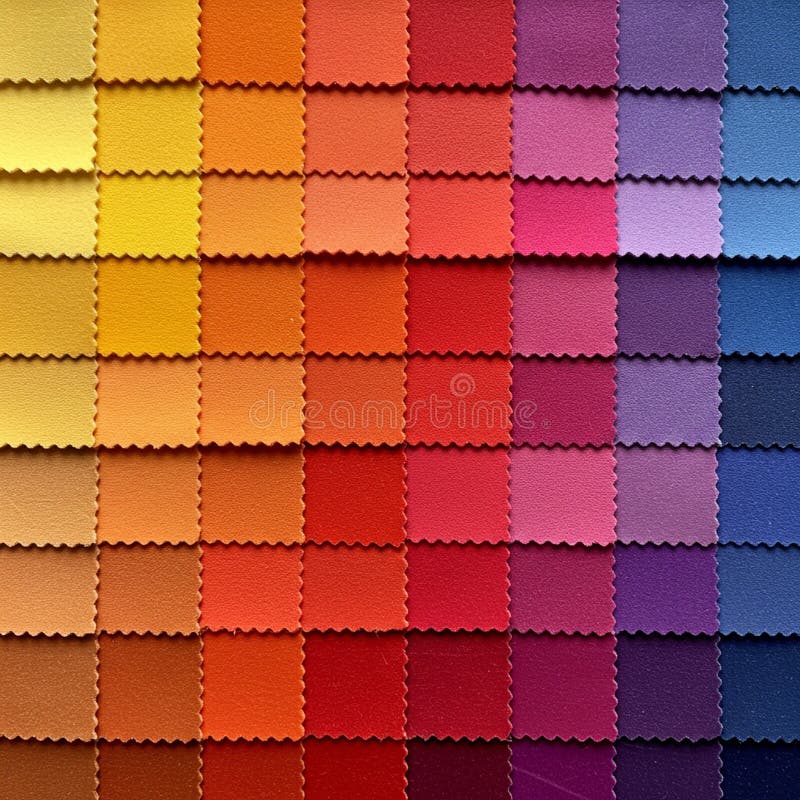 A Color Swatch Palette Consisting of Fabric Samples Arranged in a Grid ...